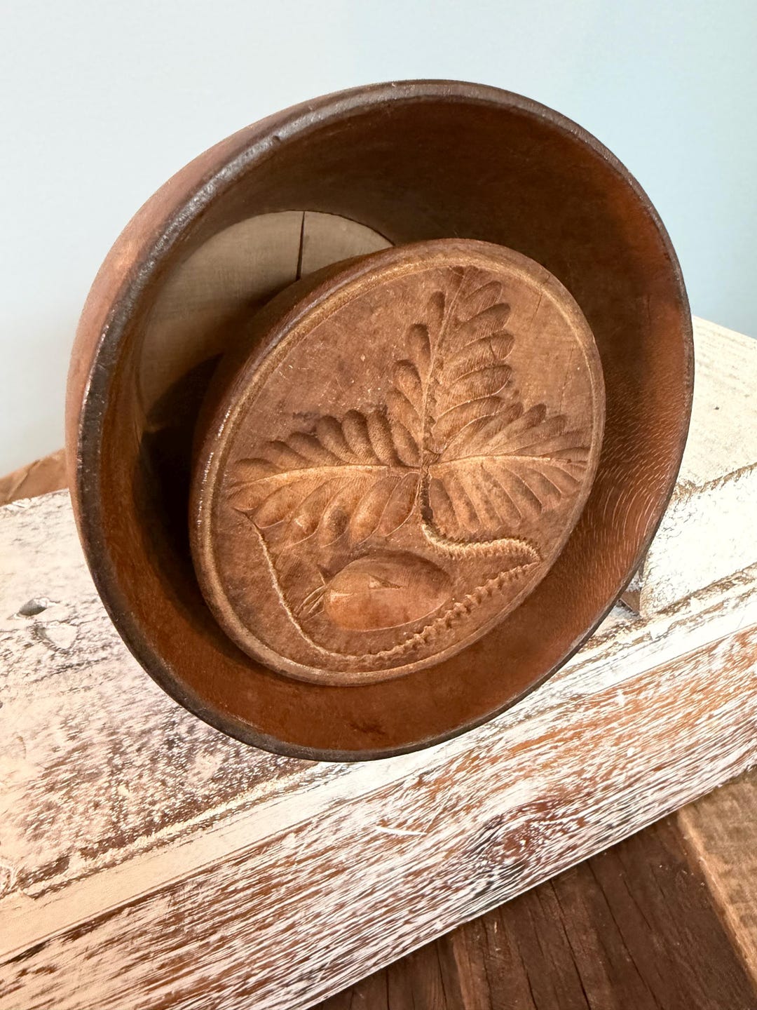 Antique Wooden Butter Mold, Oak Leaf & Acorn Design | Large Butter ...