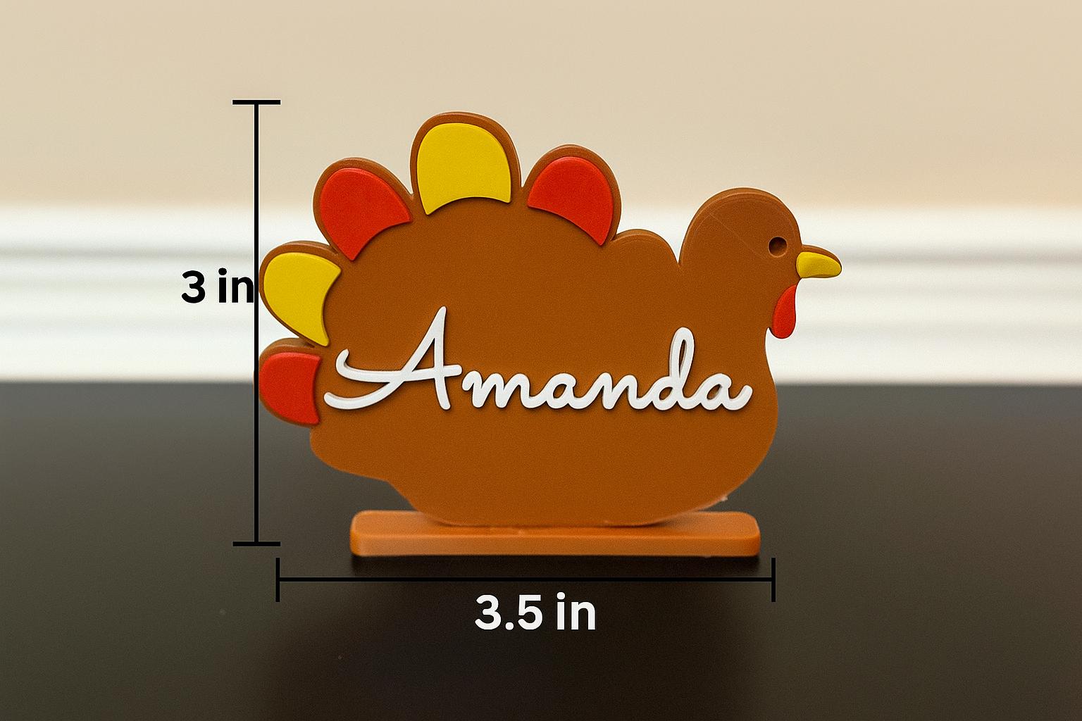 3D Printed Turkey Place Card: Personalized Thanksgiving Table Decor - Etsy