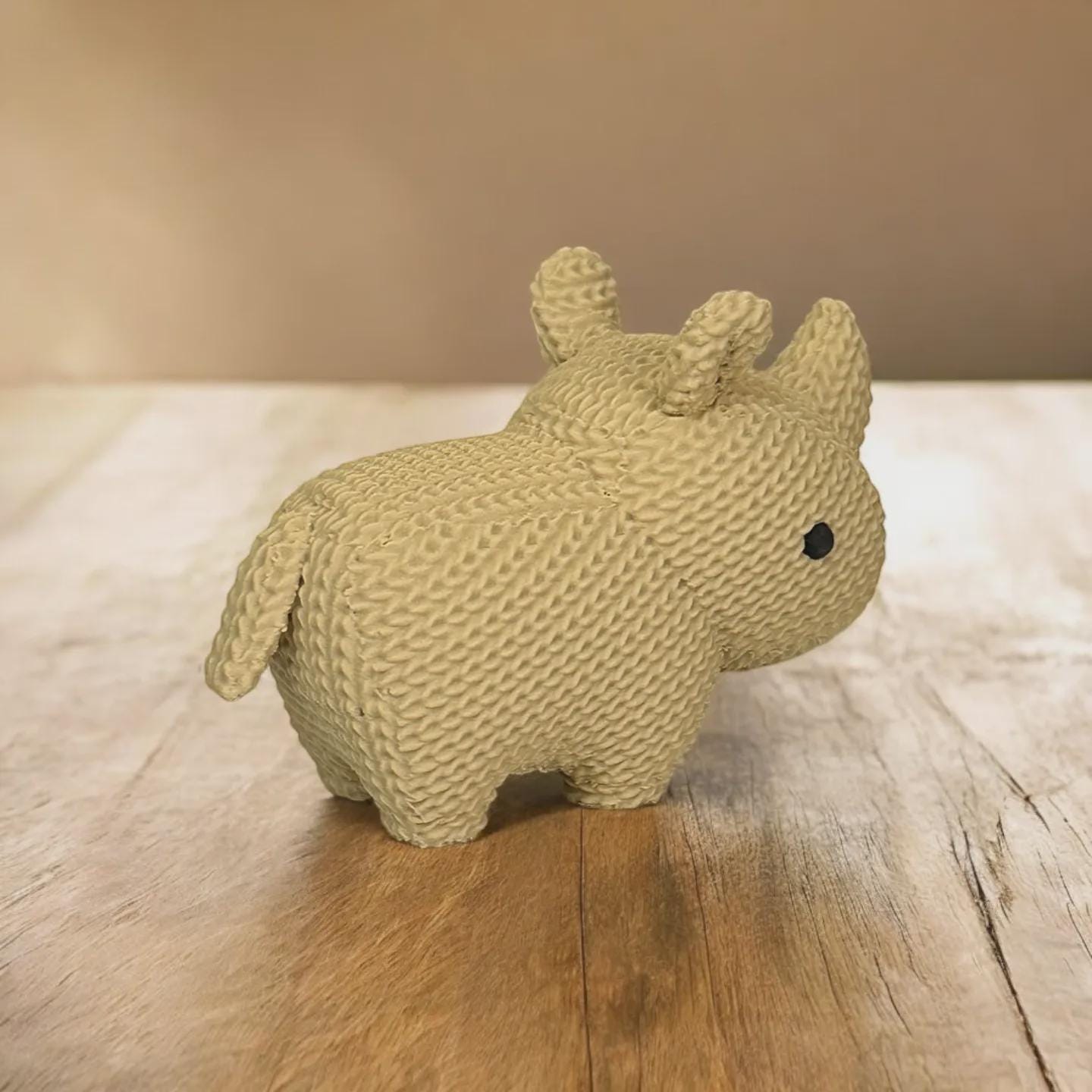 3D Printed Knitted Rhino Figurine – Custom Color Desk Decor - Etsy
