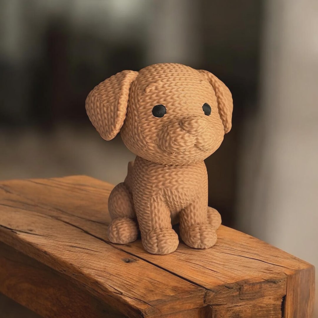 3D Printed Knitted Dog – Cute Dog Figurine or Desk Buddy – Custom ...