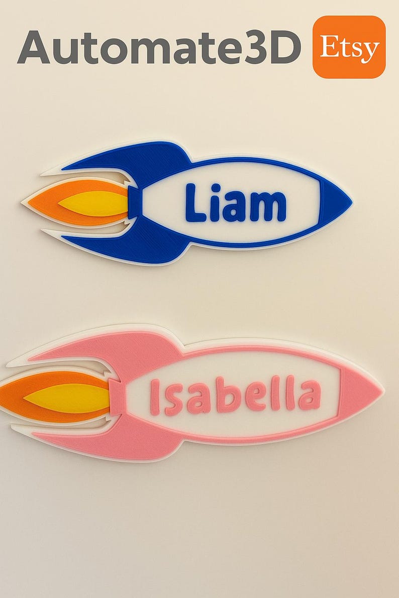 3D Printed Rocket Ship Name Sign: Custom Kids Room Decor - Etsy