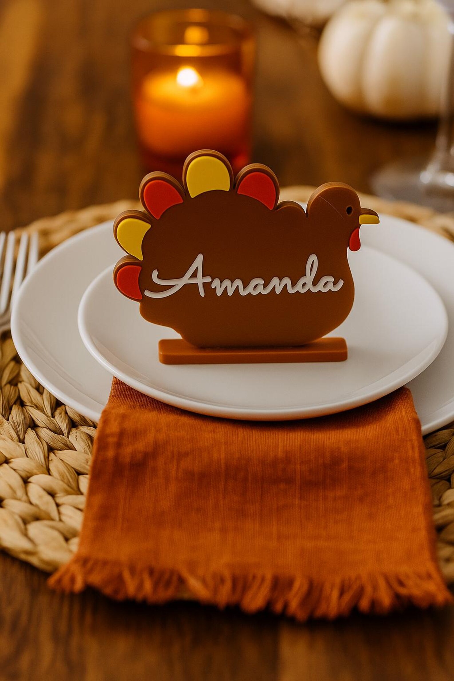 3D Printed Turkey Place Card: Personalized Thanksgiving Table Decor - Etsy