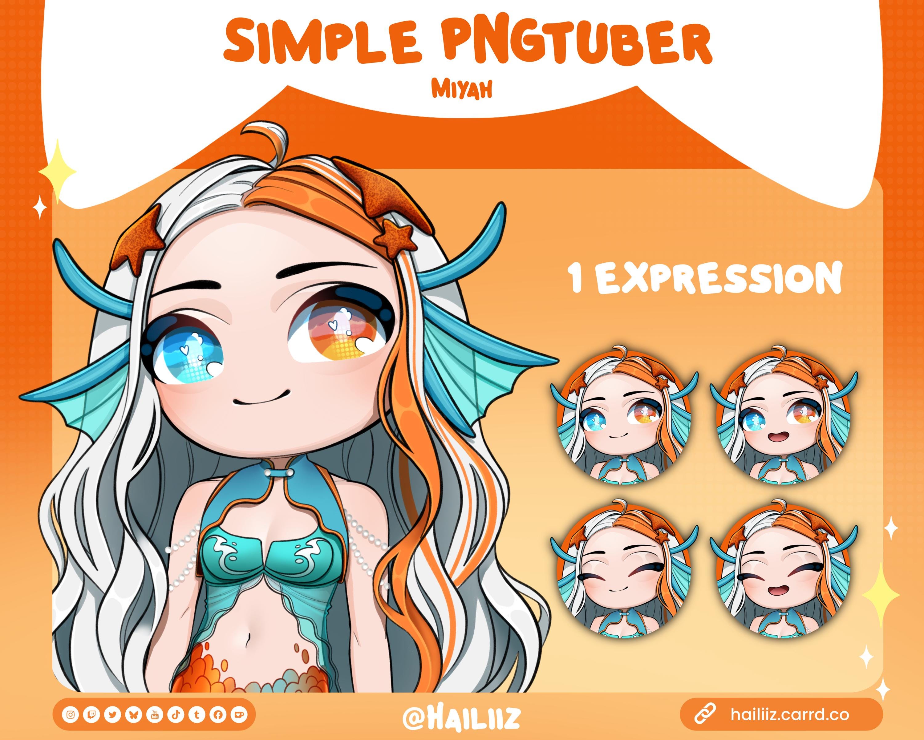 Miyah | Simple Chibi Pngtuber Model | Cute Pngtuber | Mermaid | Twitch ...