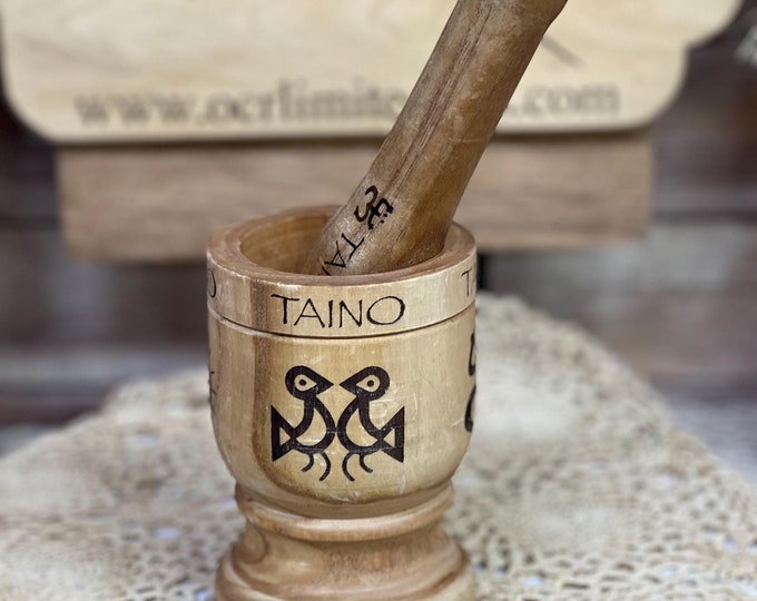 Solid Wood Laser Engraved TAINO Symbols Pestle & Mortar/caribean ...