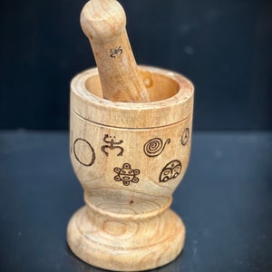 Solid Wood Laser Engraved TAINO Symbols Pestle & Mortar/caribean ...