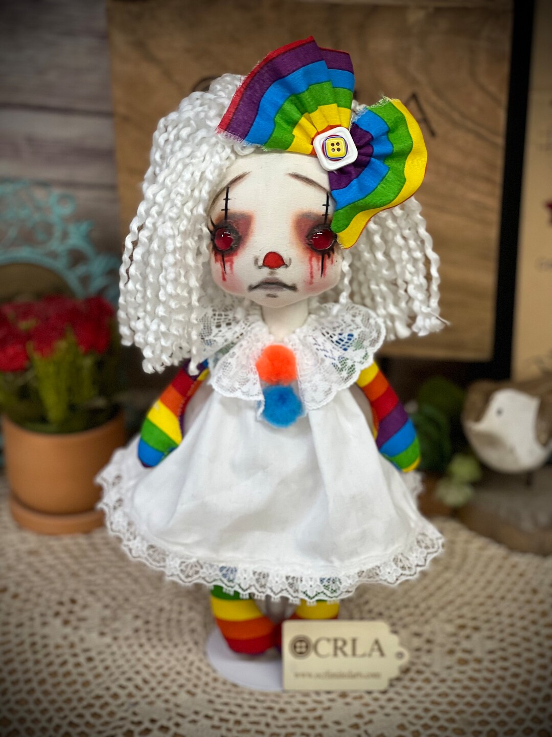 Gothic Raggedy CLOWN Doll TRISTA Ooak/home Decor/cute/glass Eyes ...