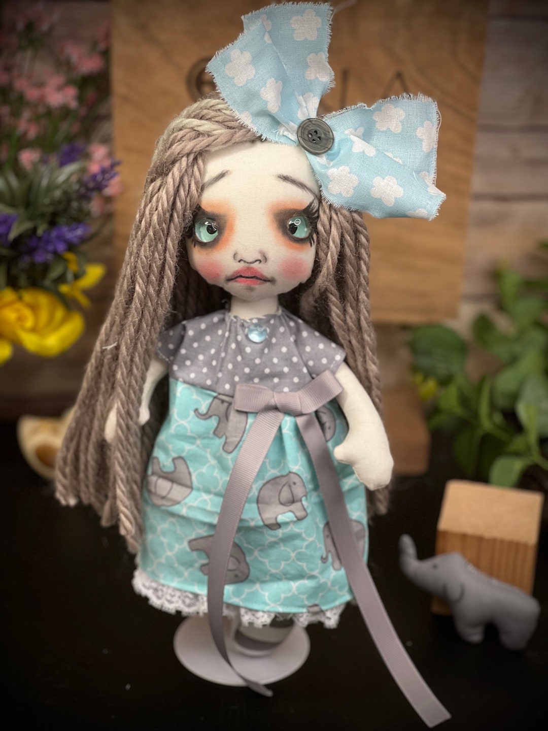 Gothic Raggedy Spring Doll SAM Ooak/home Decor/cute/follow Me Glass ...