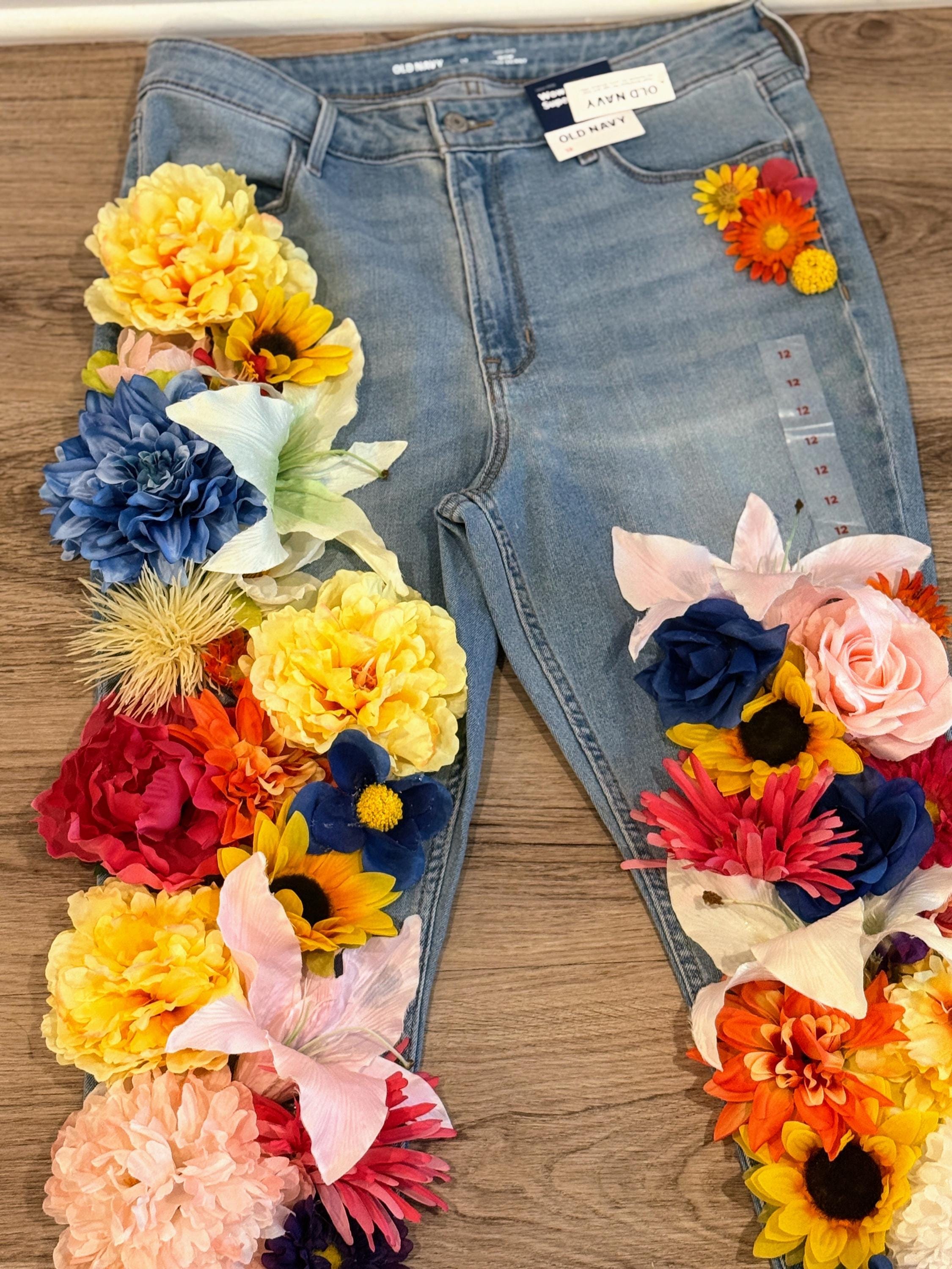 Custom Flower Decorated Jeans Perfect for Photo Shoots! - Etsy