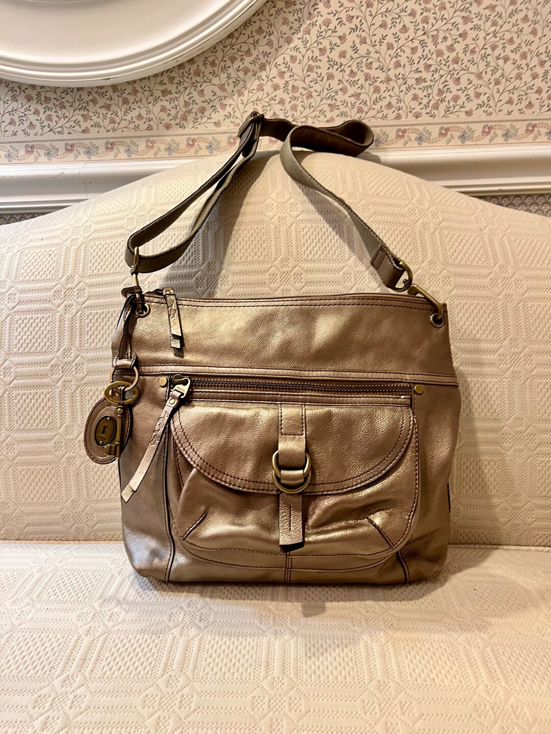 FOSSIL Sasha Large Gold Color Leather Cross-body/shoulder Bag - Etsy