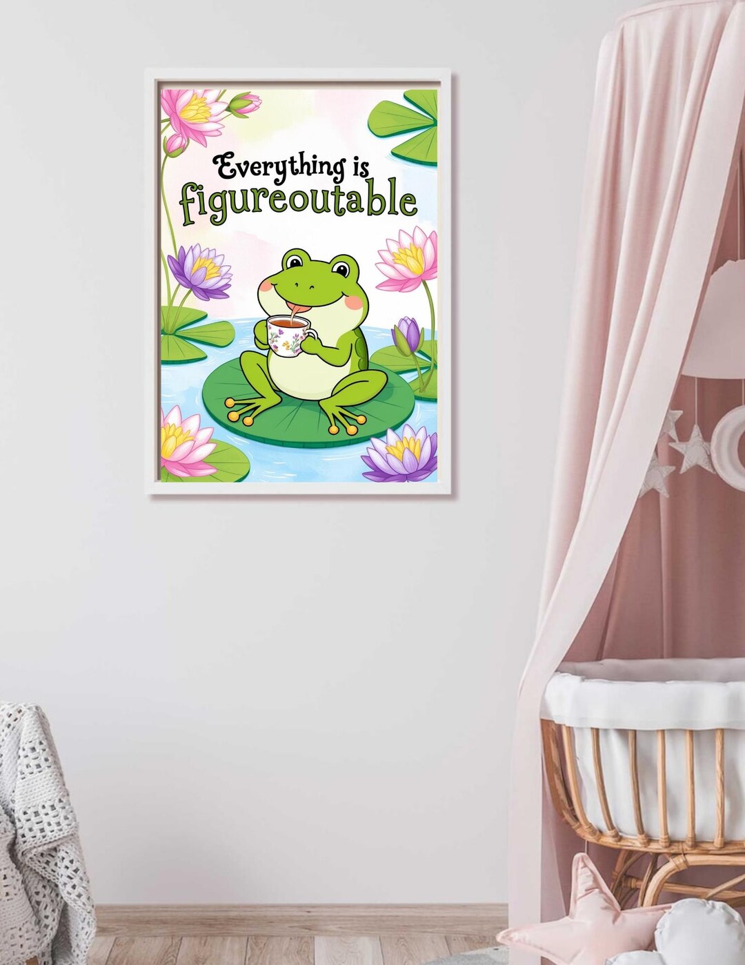 Everything is Figureoutable Motivation Poster, Frog Print Home Office ...