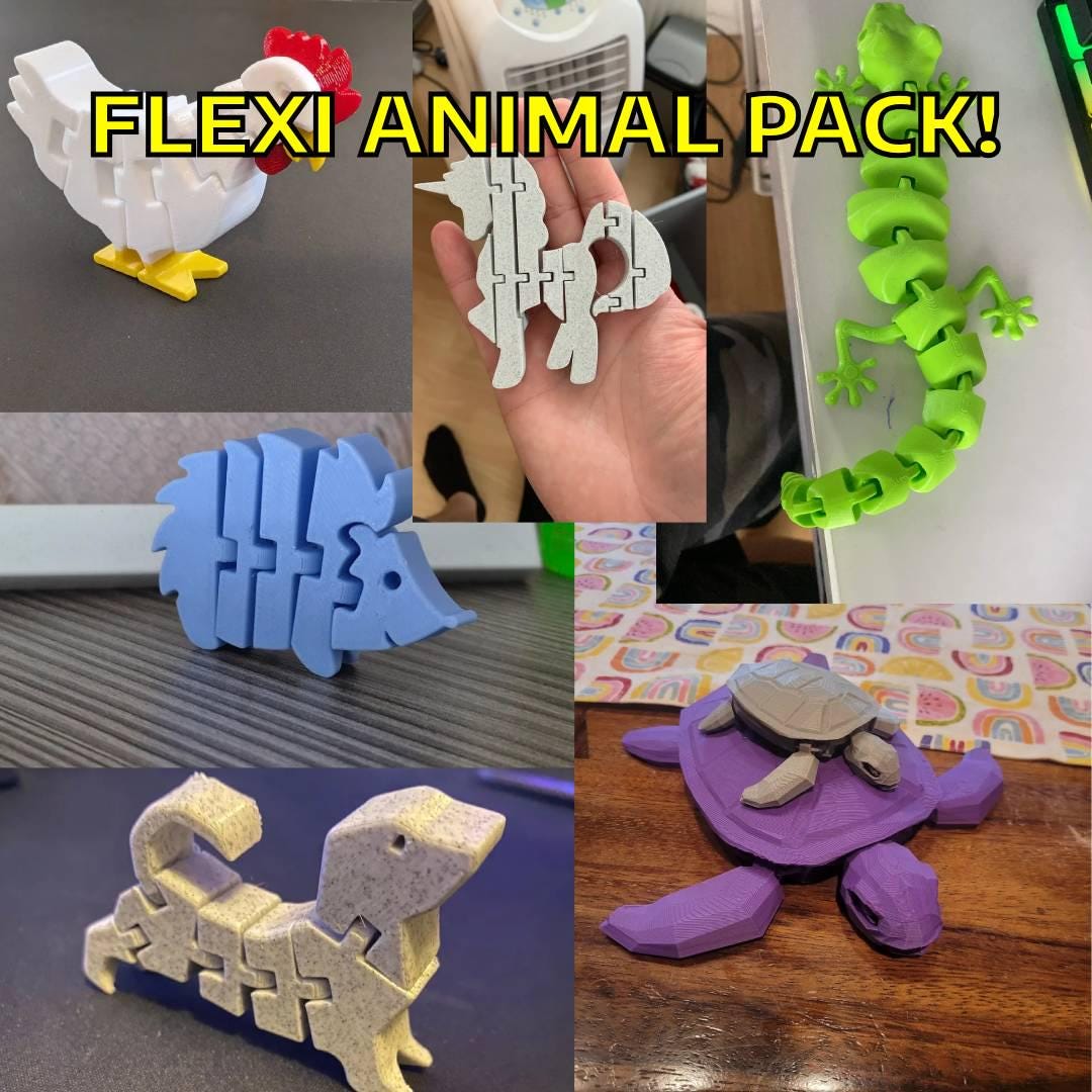 Flexi Animal Pack! - 6 Unique Flexi Animals! STL File - Digital File - Etsy