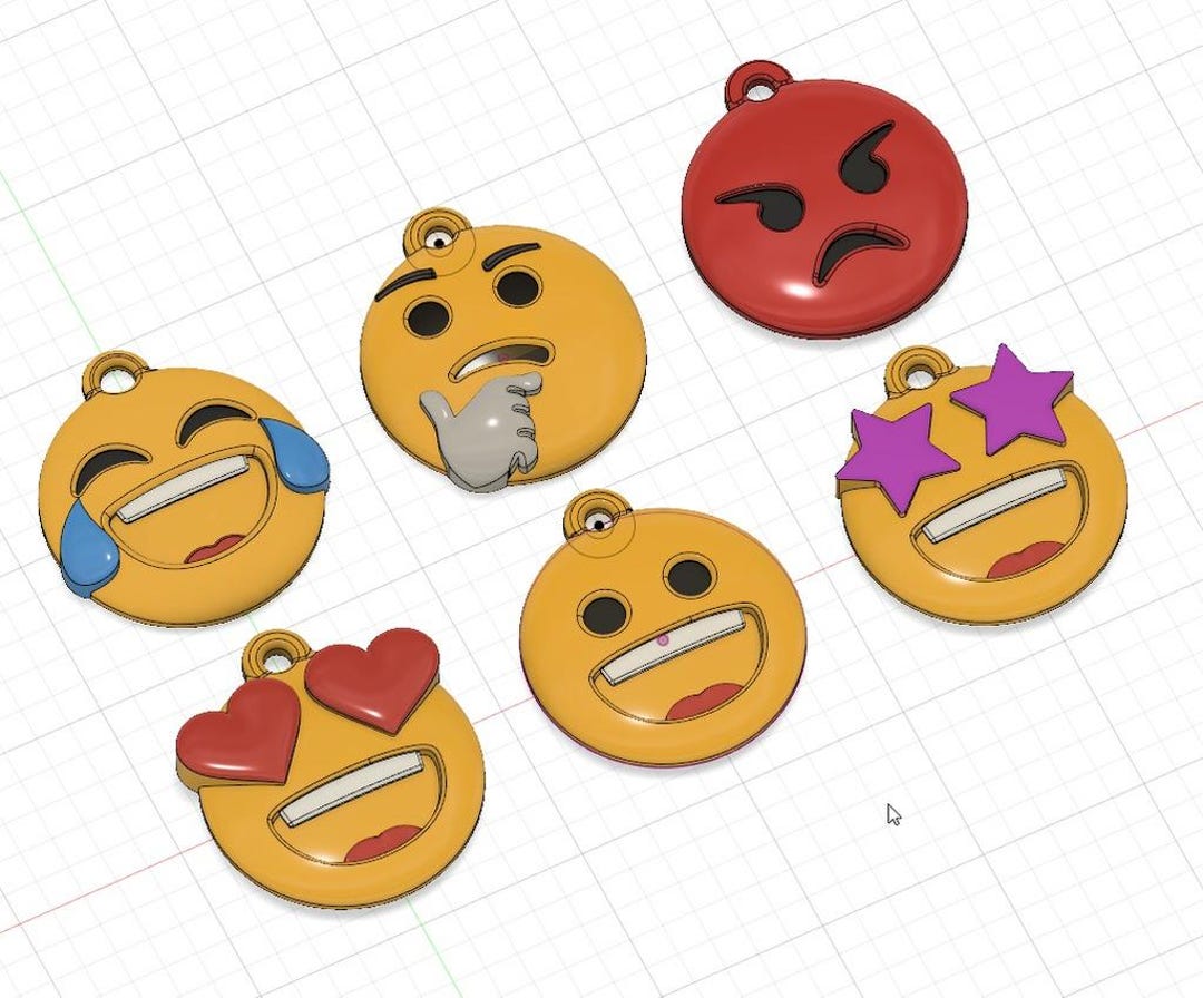 Emoji Keychain Pack - Emojis - Keychain - STL File - Digital File - Etsy