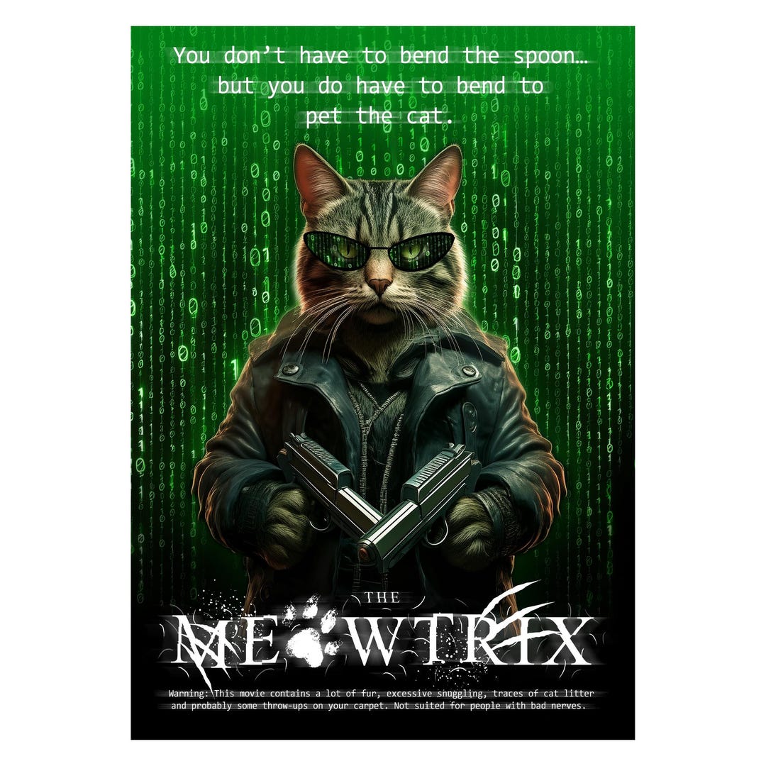 Meowtrix – Matrix Cat Parody Digital Download – Funny Movie Poster ...