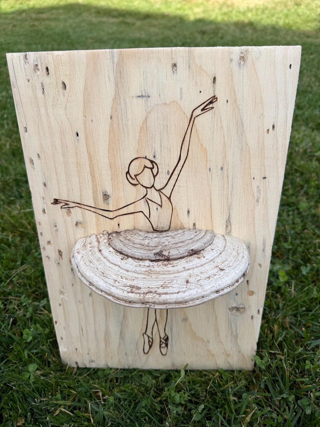 Ballerina, Laser Engraved on Antique Barn Wood With a Mushroom Tutu - Etsy