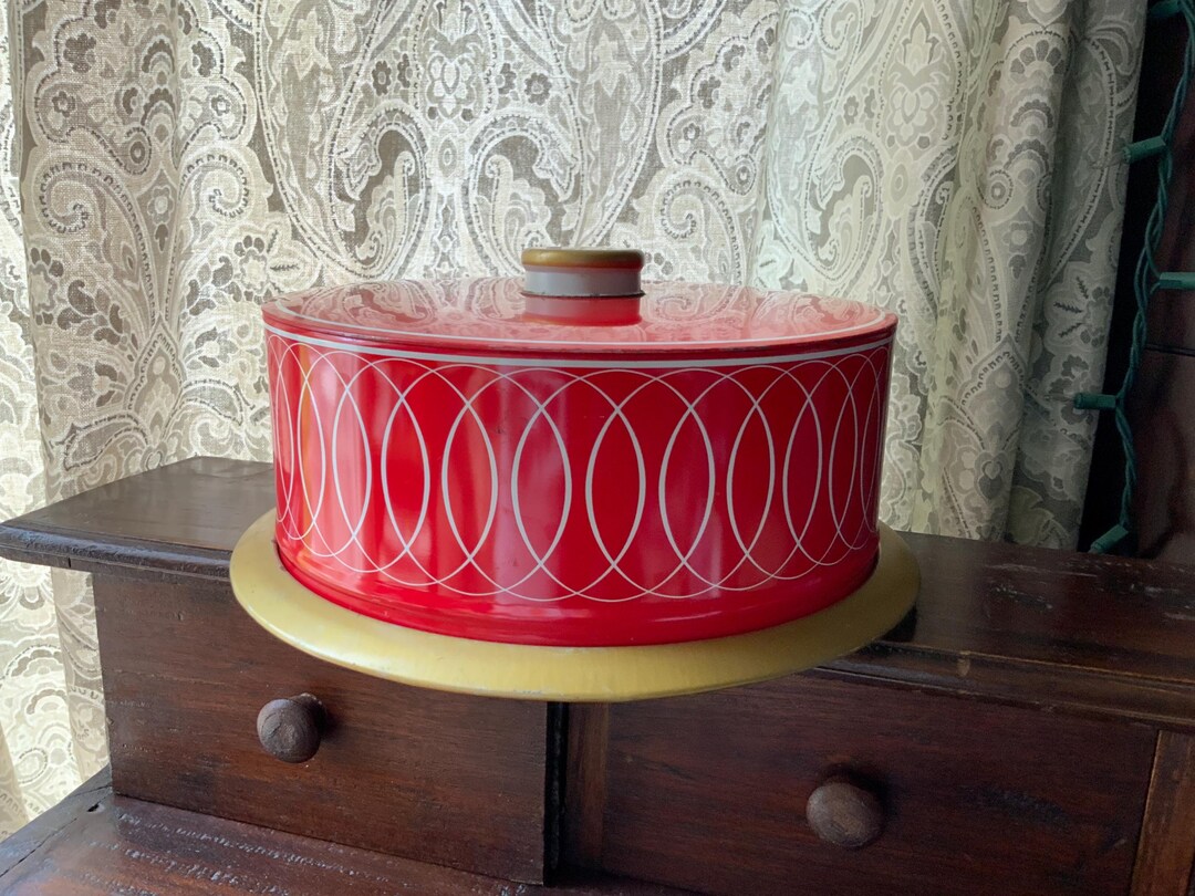 Vintage Red, White and Gold Pastry Tin - Etsy