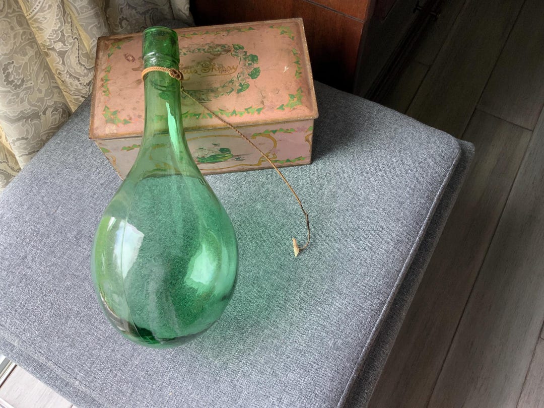 Antique Blown Glass Green of VCP Piegaro Round Bottom Bottle With ...