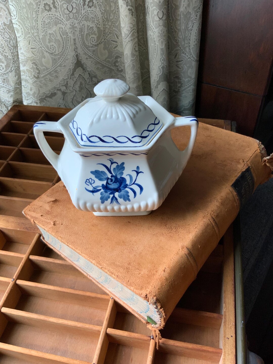 Vintage Adams Ironstone Baltic Hand Painted English Covered Sugar - Etsy