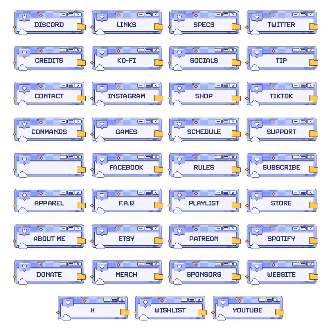 Cute Retro Twitch Panels, 35 Blue Pastel Panels, Digital Download, Y2K ...