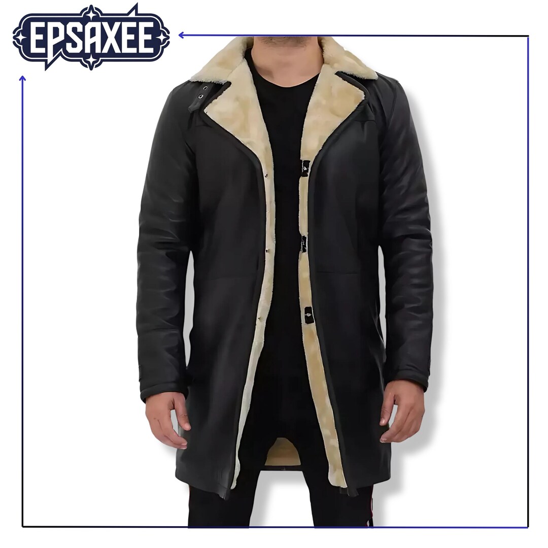 Men’s Shearling Leather Coat, Long Winter Jacket, Real Fur Lining ...