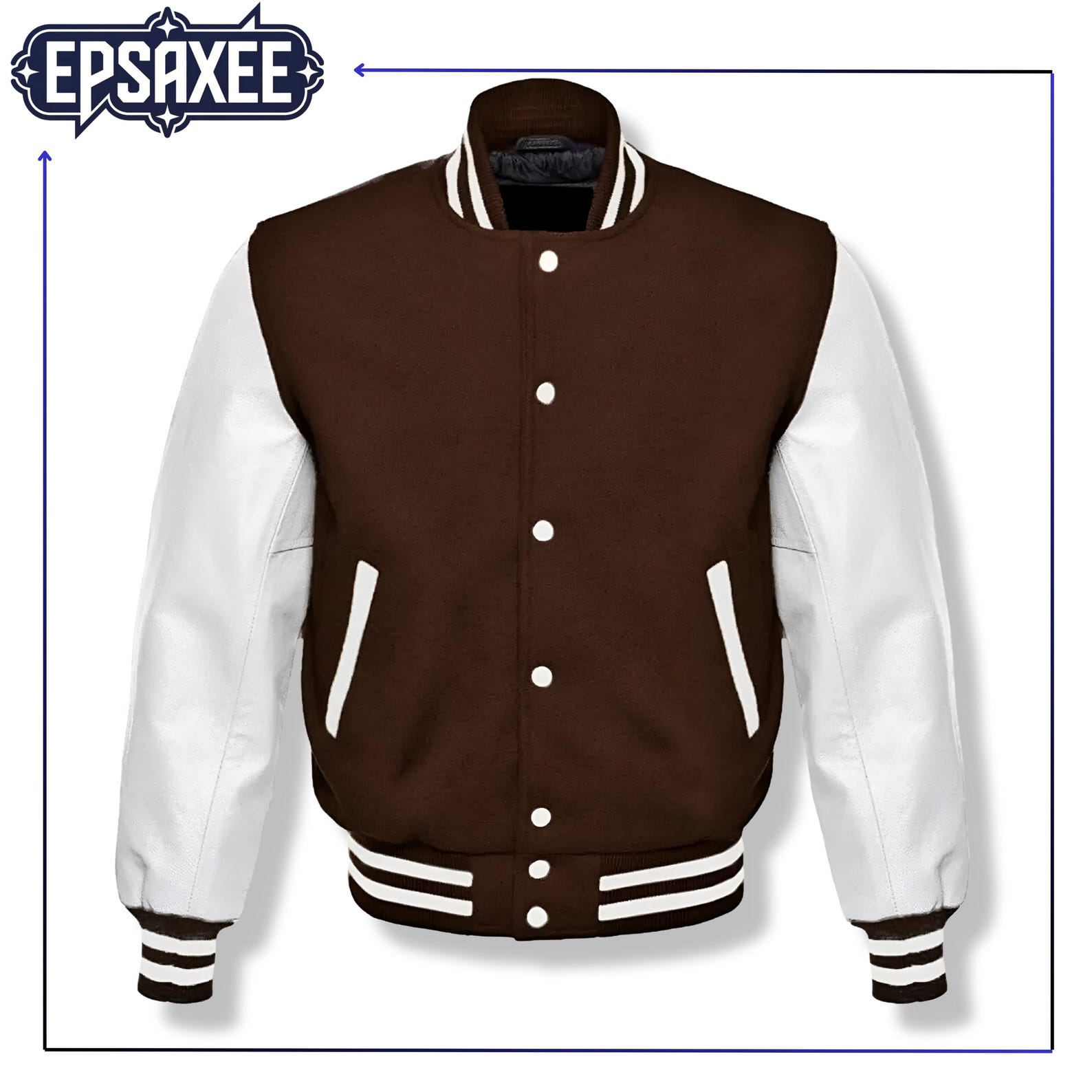 Men’s Brown and White Varsity Jacket, Classic Letterman Jacket, Retro ...