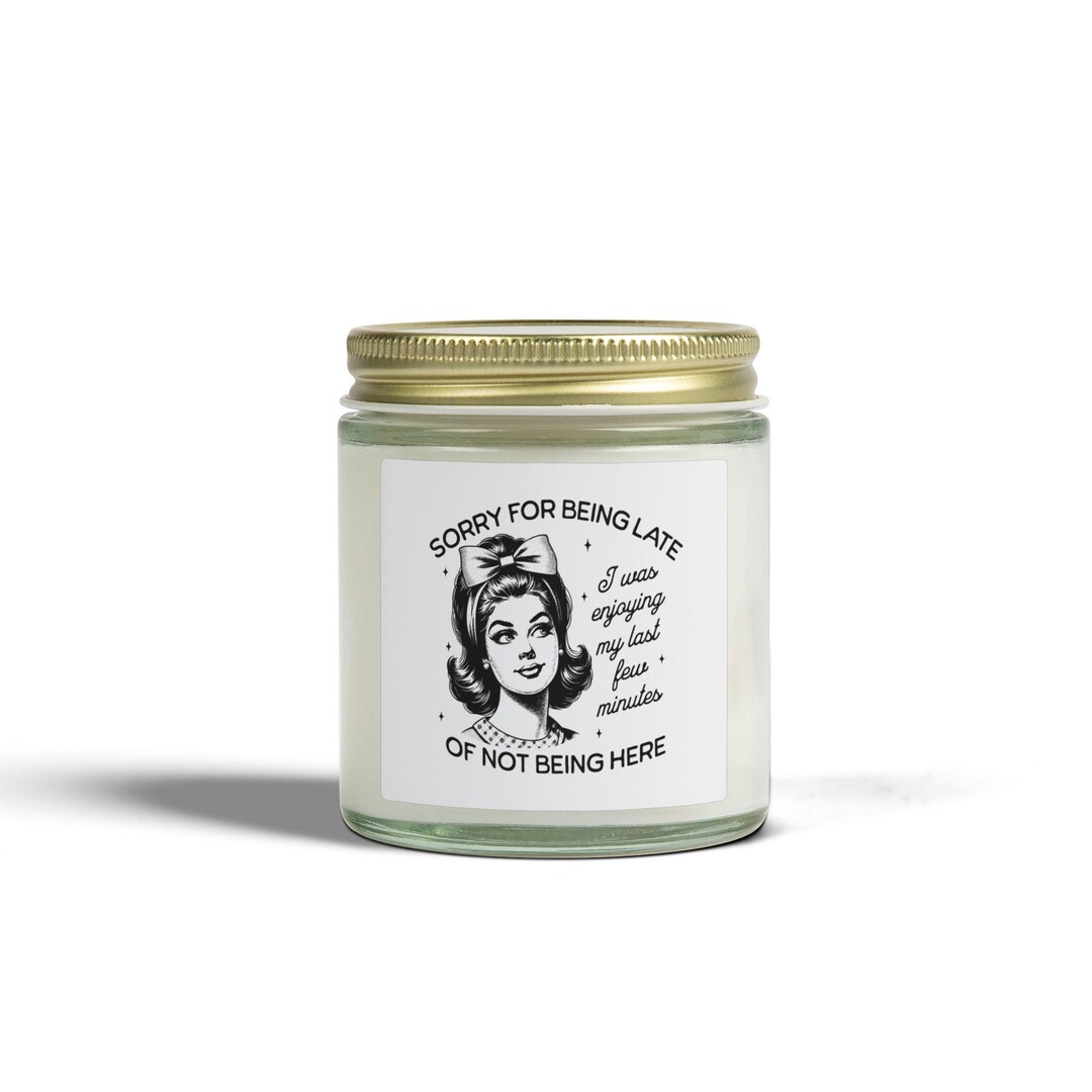 Sorry for Being Late Retro Woman Illustration Candle | Coconut Apricot ...