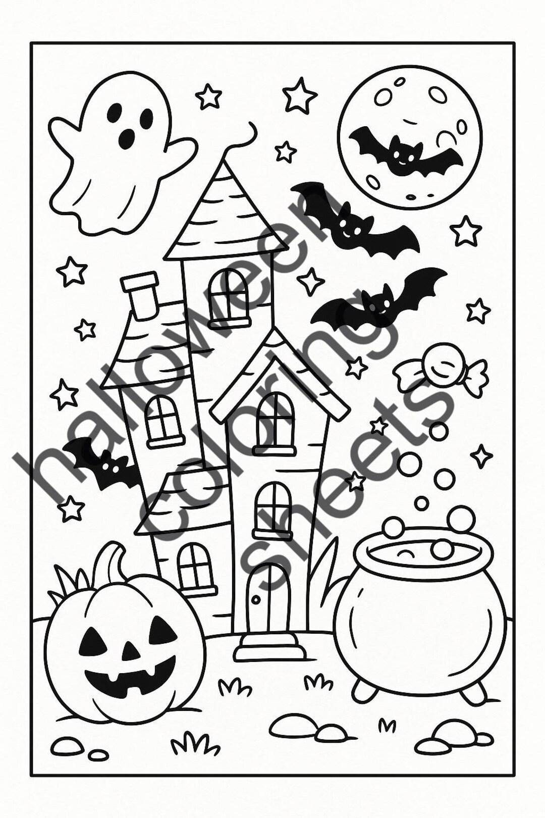 Cute and Fun Halloween Coloring Pages 12pc - Etsy