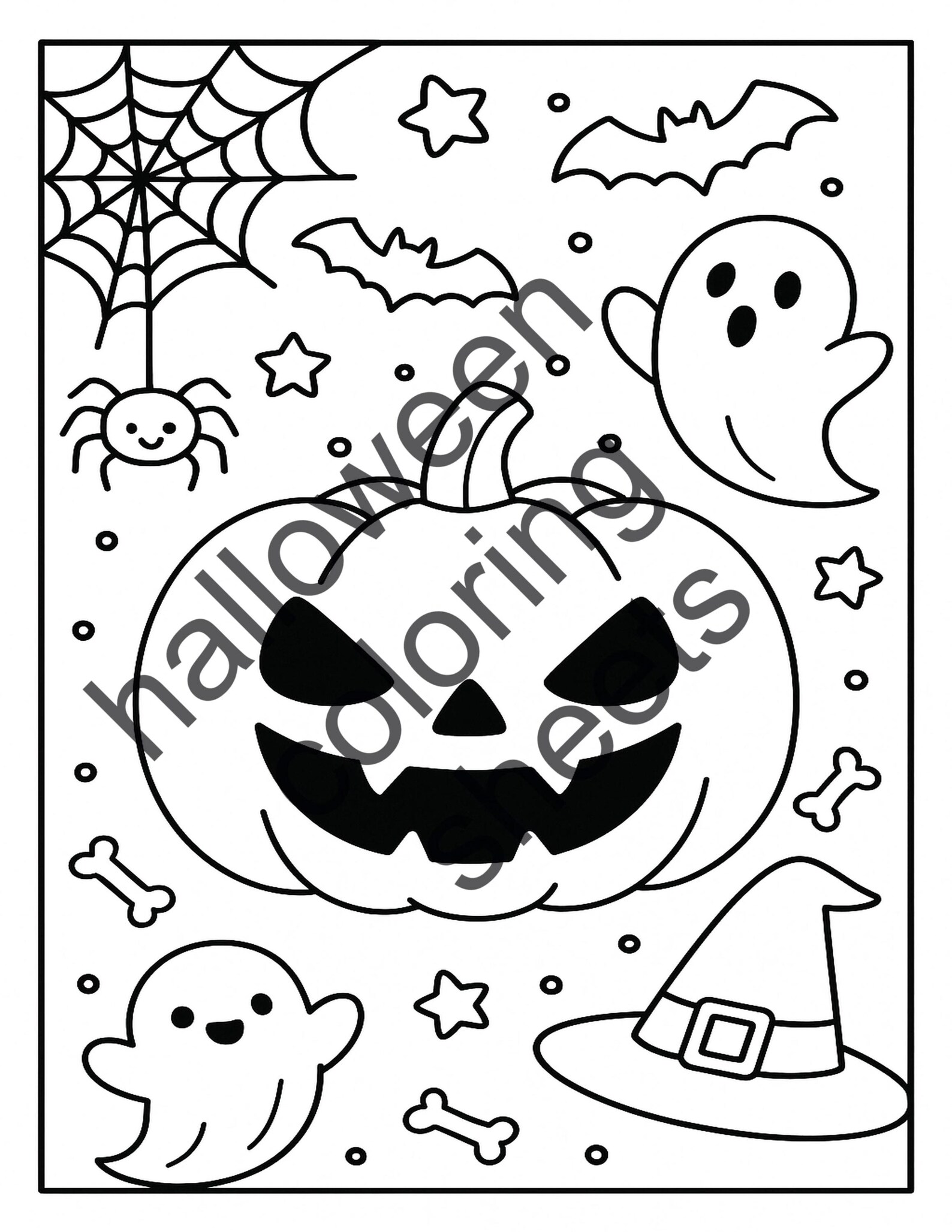 Cute and Fun Halloween Coloring Pages 12pc - Etsy
