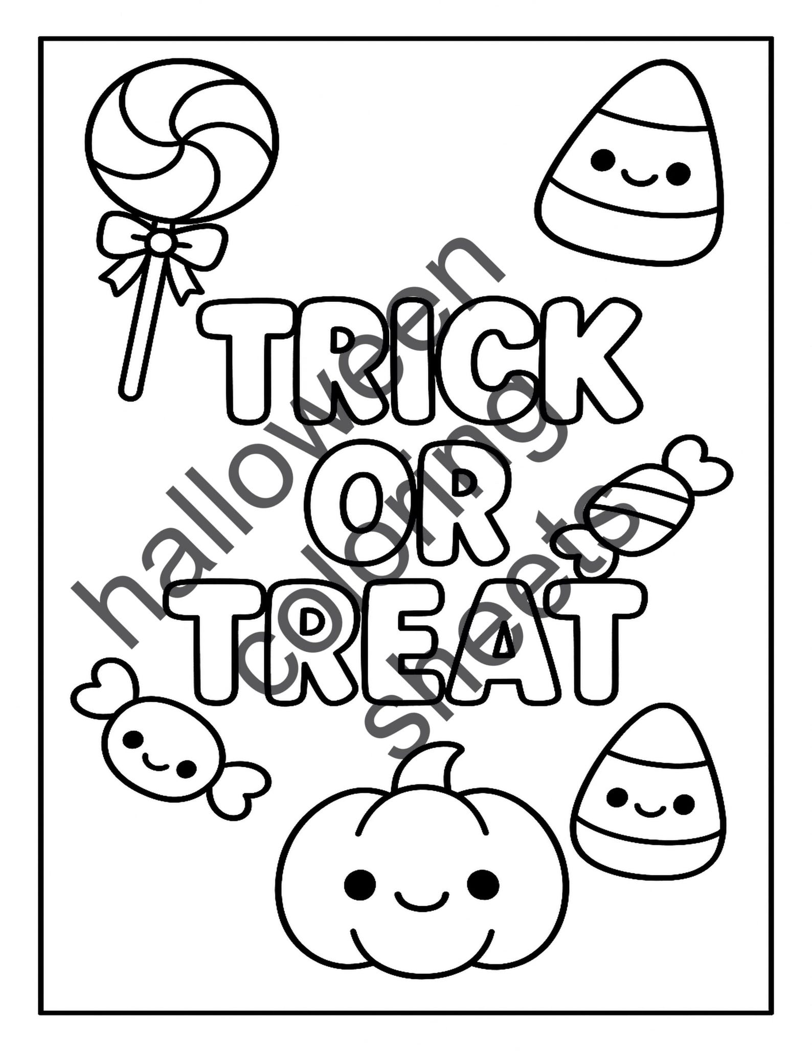 Cute and Fun Halloween Coloring Pages 12pc - Etsy