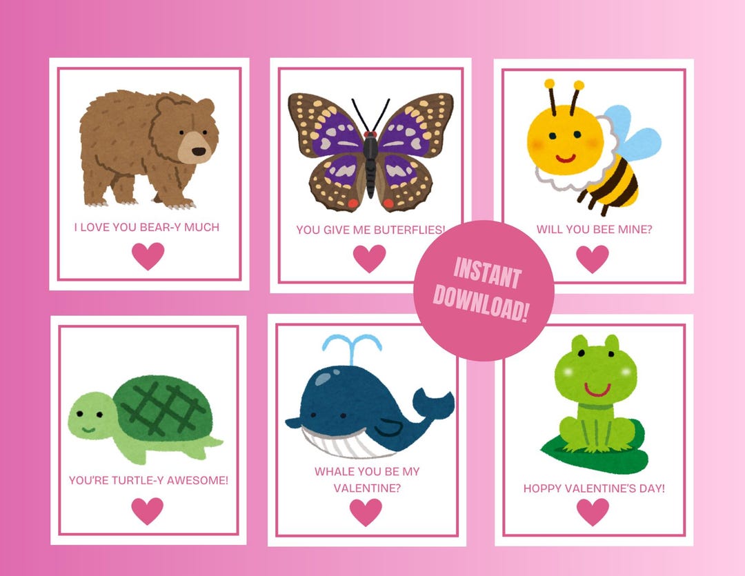 Animal Puns Valentine's Day Cards | Children's Valentines | Animal Joke ...