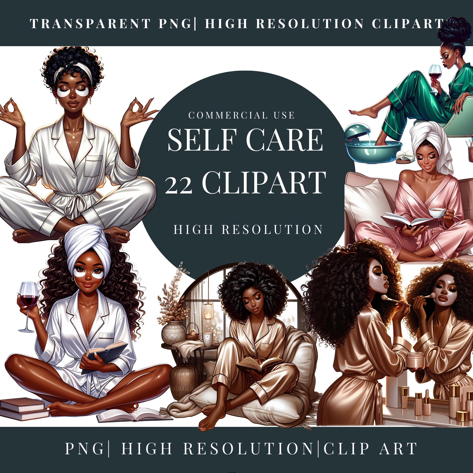 Self Care Clipart | Cozy Clipart | Black Woman Clipart | Self Love ...