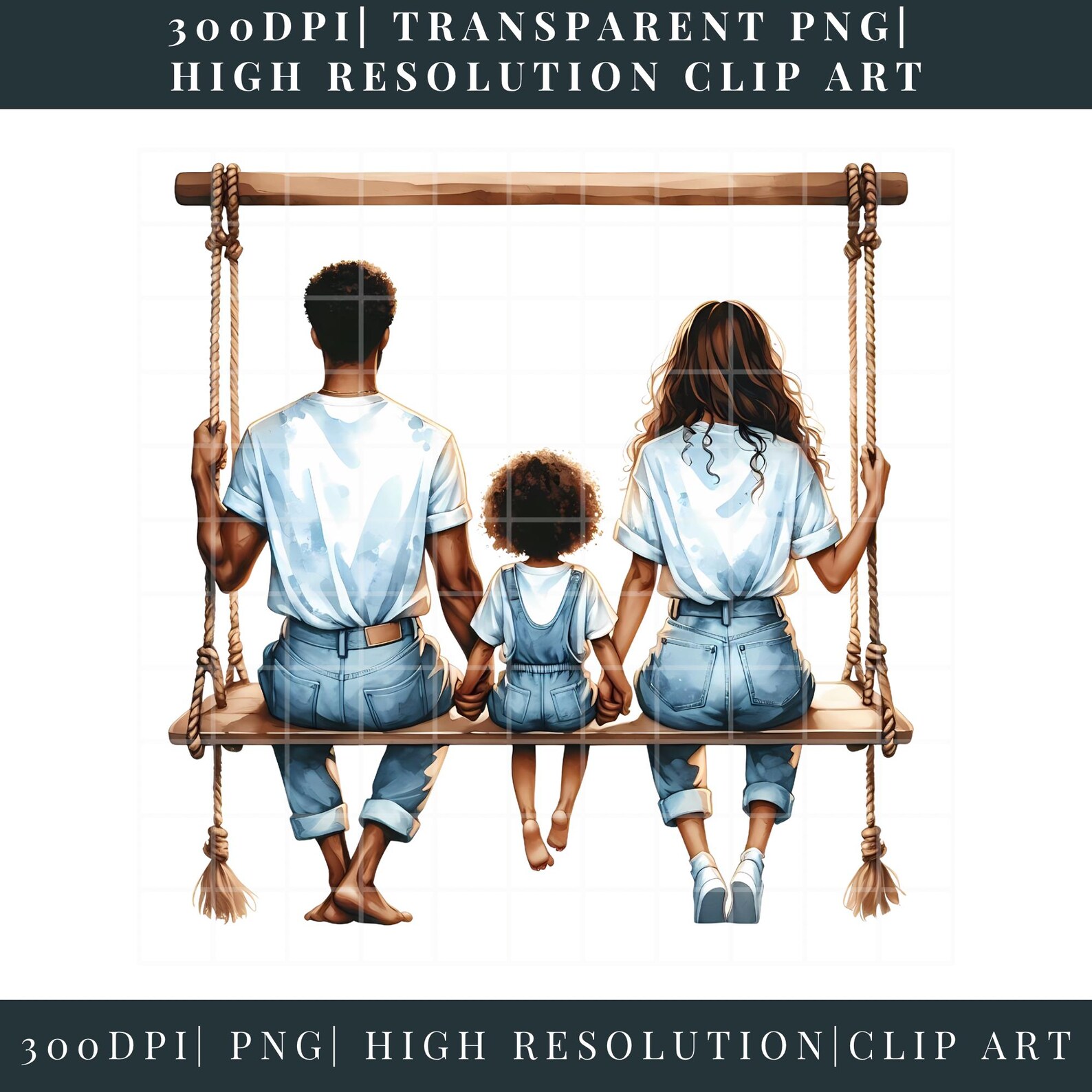 Family Back View | Watercolor Clipart Set | Family Illustration ...