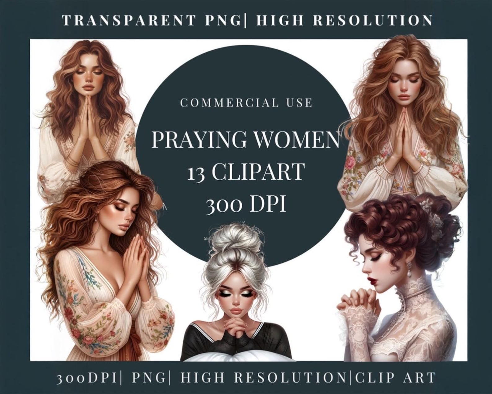 Women of Faith | Clipart Praying Girls PNG |blessed Girl Christian Clip ...