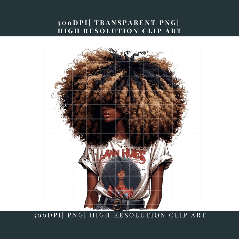 Afro Black Girl Clipart , PNG Women With Afro, Sublimation Png , Big ...