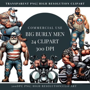 Big Burly Men PNG Clipart | 24 Masculine Tattooed Biker Graphics | High ...
