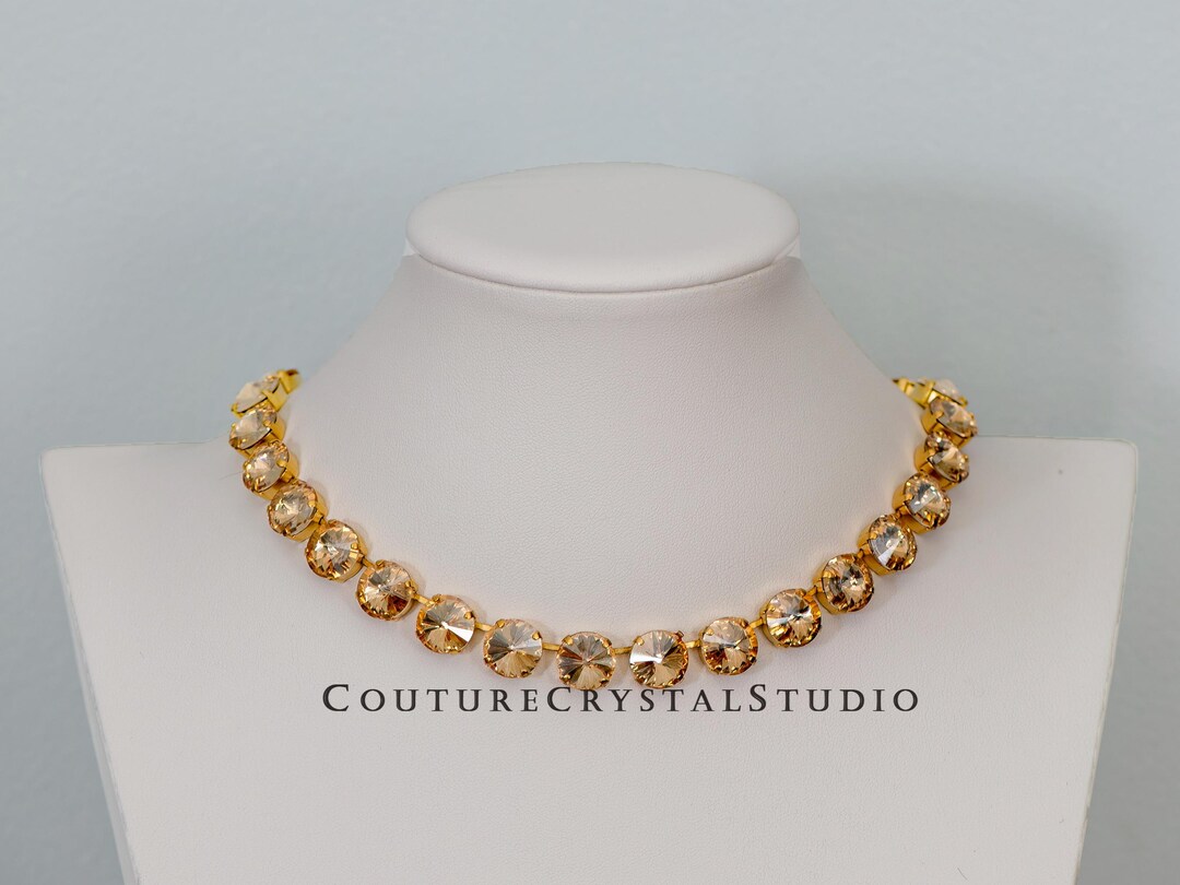 Elegant Golden Shadow Crystal Party Necklace Rivoli12mm Gift for Her - Etsy