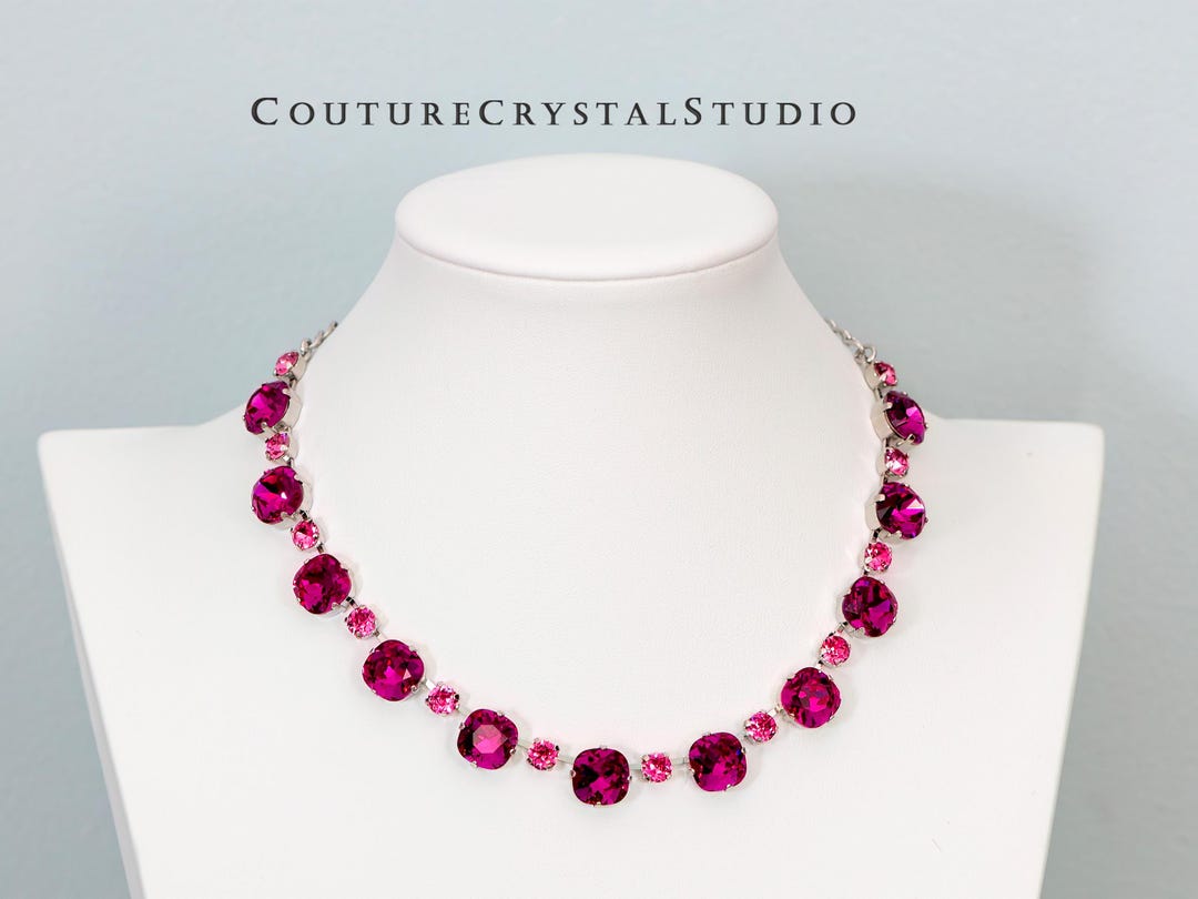 Austrian Crystal Necklace |fushia Austrian Crystal 12mm | Modern ...