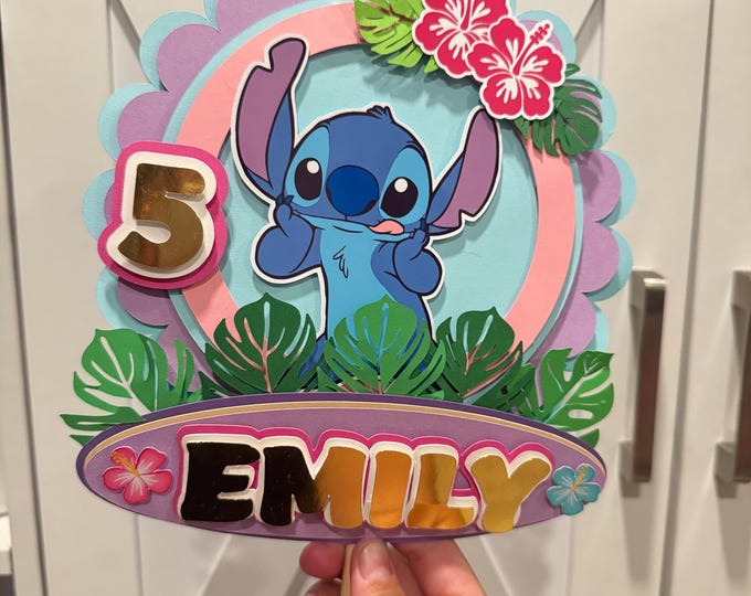 Personalized Stitch Birthday Cake Topper: Custom Name & Age - Etsy