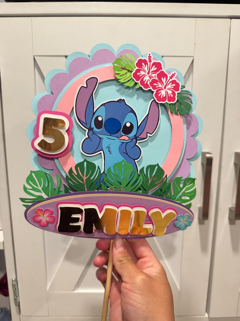 Personalized Stitch Birthday Cake Topper: Custom Name & Age - Etsy