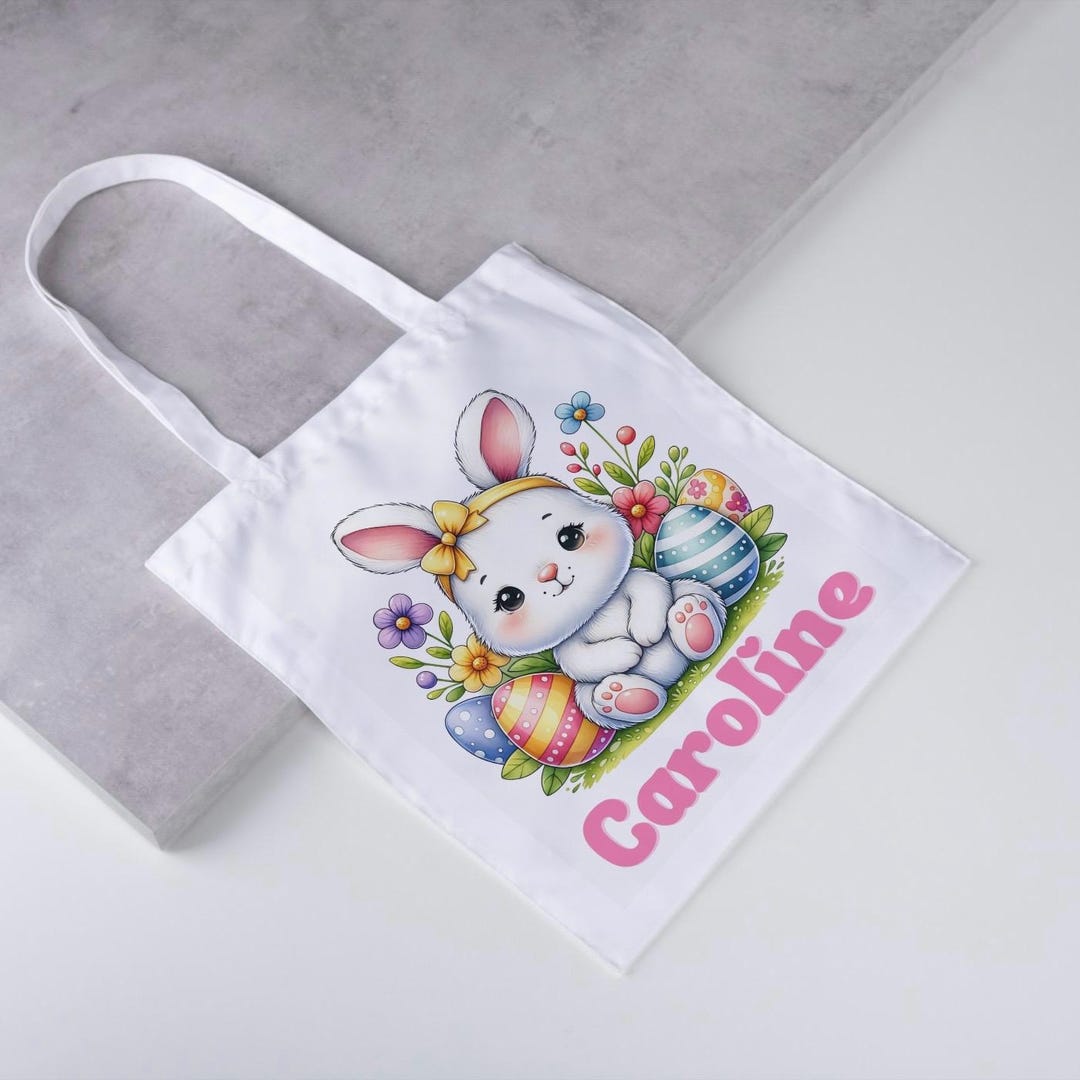 Personalized Easter Tote Bag, Kids Easter Basket, Easter Basket, Bunny Eggs Bag, Gift for Easter ...