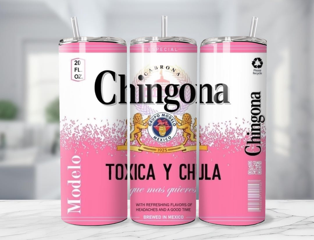 Chingona Tumbler: 20oz Stainless Steel Pink Beer Can Design - Etsy