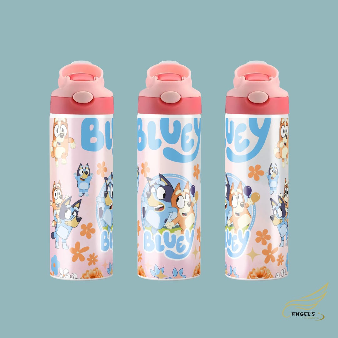Bluey Water Bottle 12oz and 20oz - Bluey Tumbler for Kids - Water ...