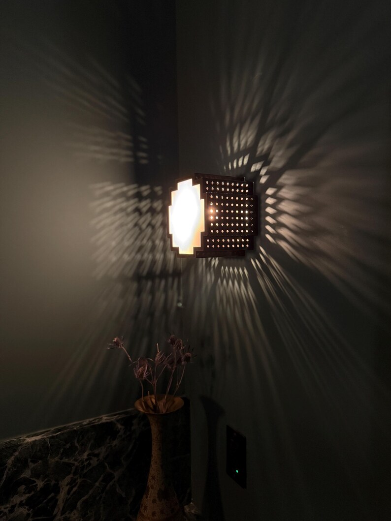 Aged Bronze Art Deco Wall Sconce: Geometric Shadow Lighting - Etsy