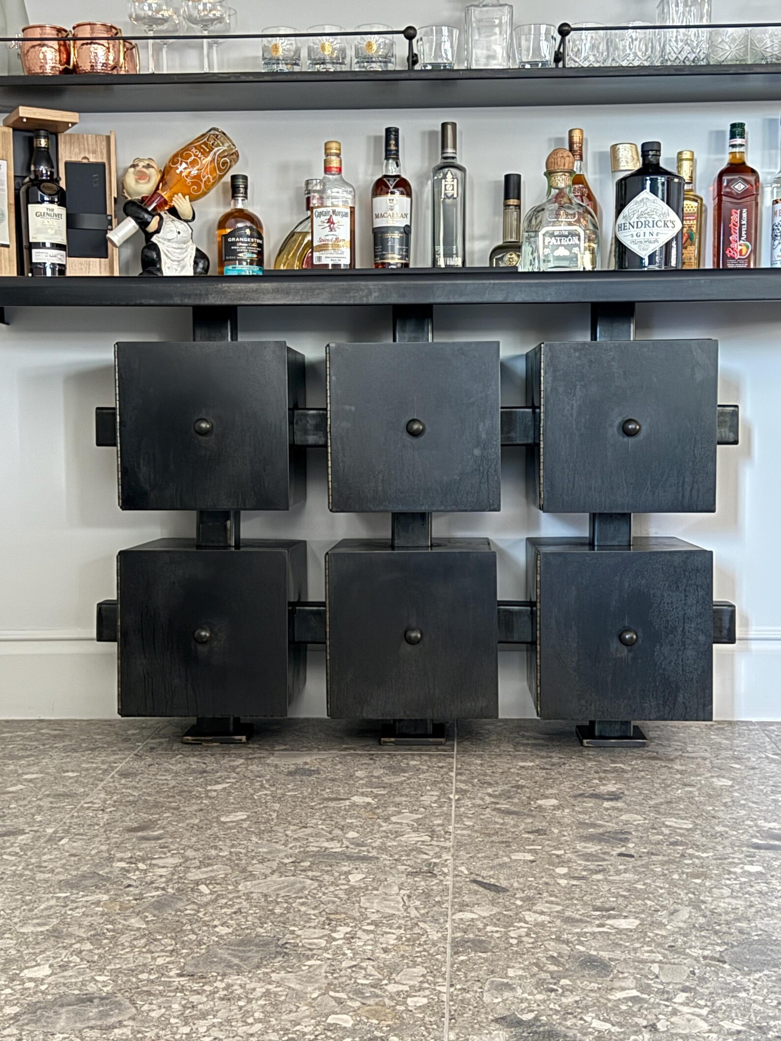 Custom Patinated Metal Shelving | Modern Open Wall Shelves for Home or ...