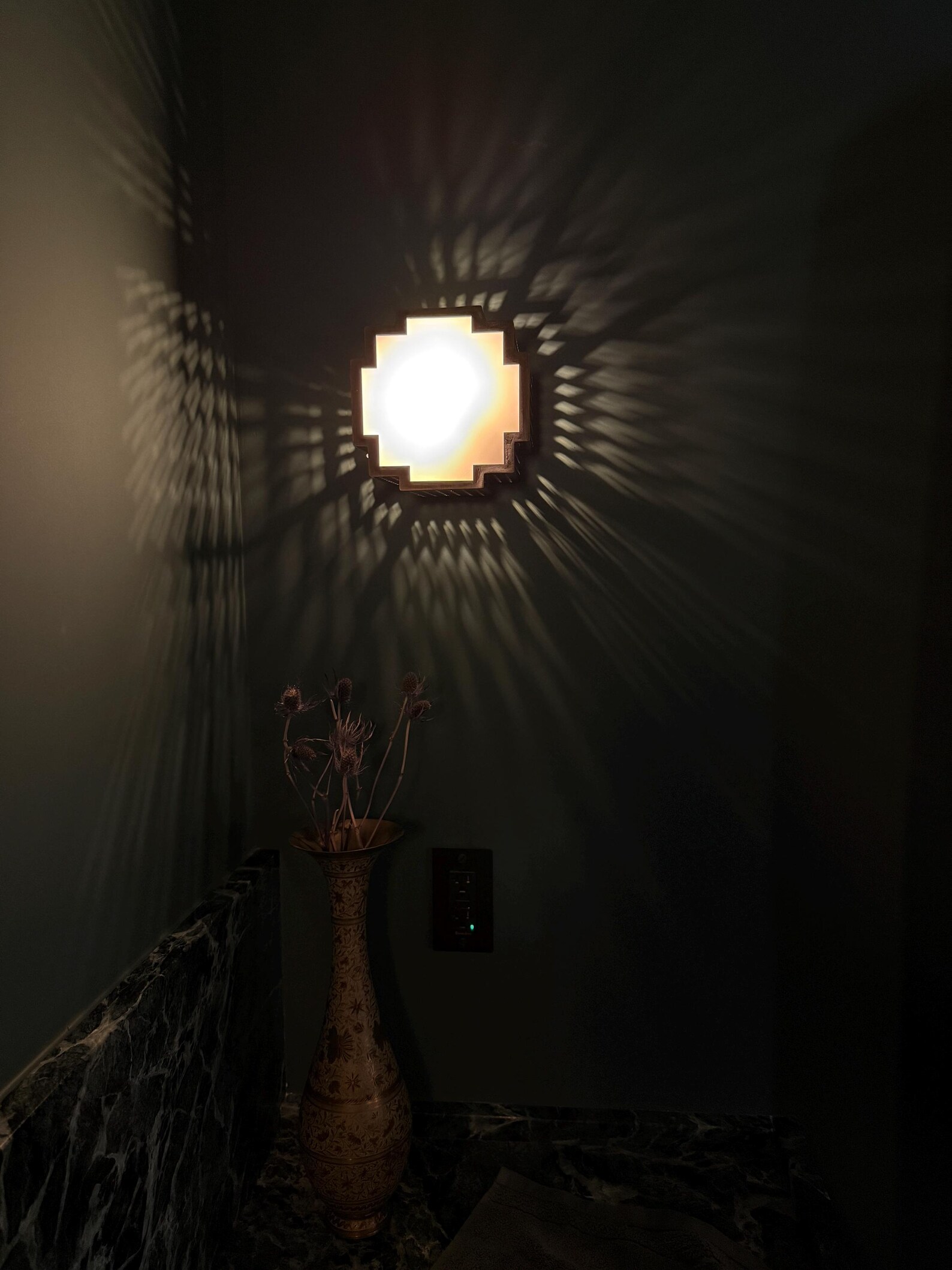 Aged Bronze Art Deco Wall Sconce: Geometric Shadow Lighting - Etsy