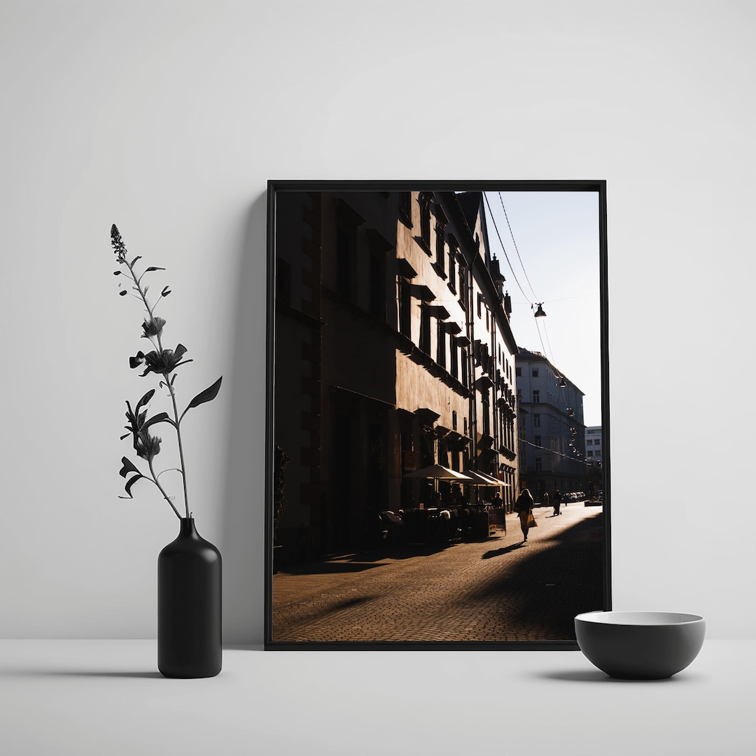 High-contrast Urban Sunset Photography Print – Dramatic Light & Shadow ...