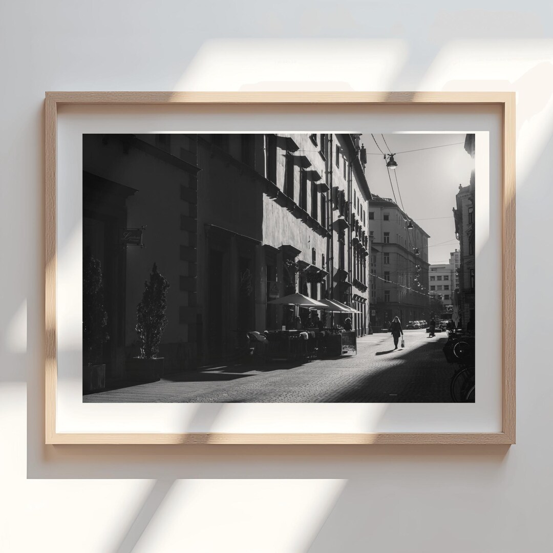 Black and White City Photography, Urban Shadows Print, European Street ...