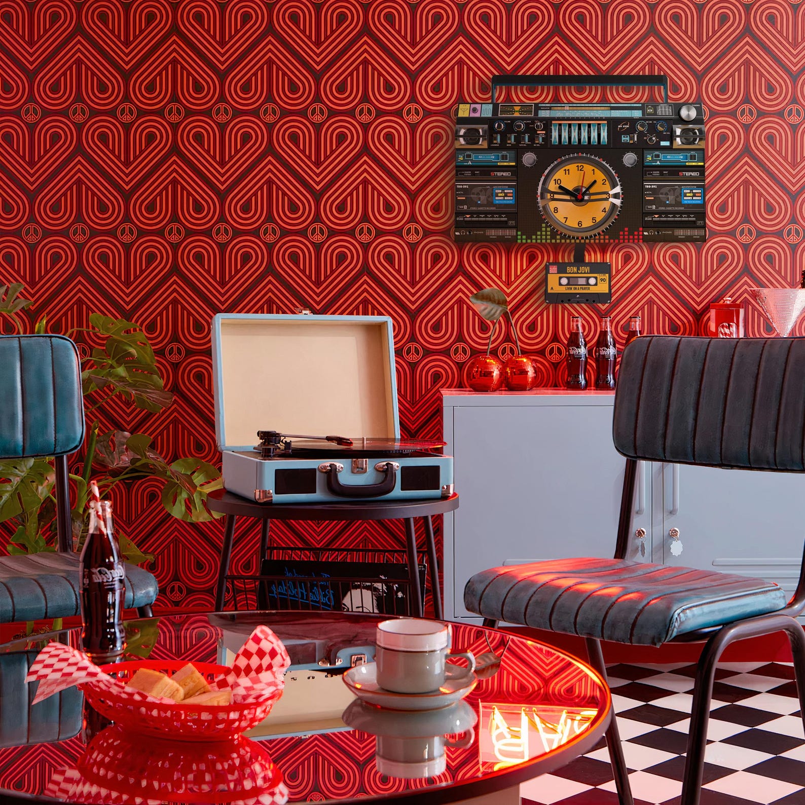 Retro Boombox Metal Wall Clock – 80s Cassette Player Style – Swinging ...