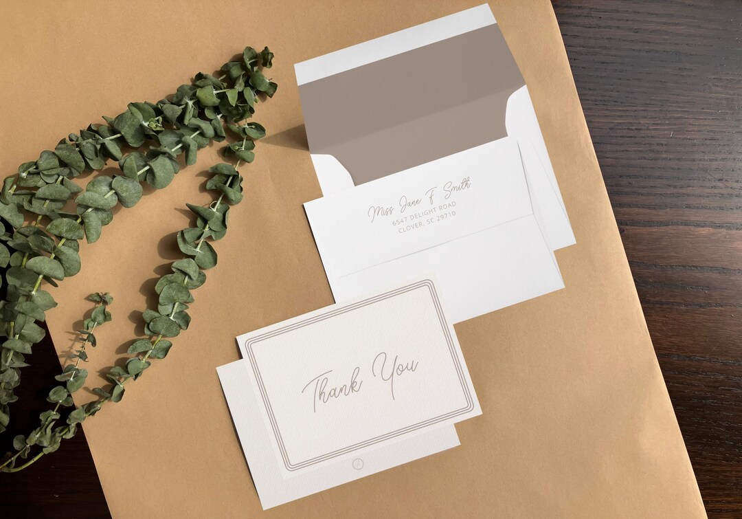 Flat Thank You Card | Set of 10 Premium Ribbed Textured 4.5x6.25 Triple ...