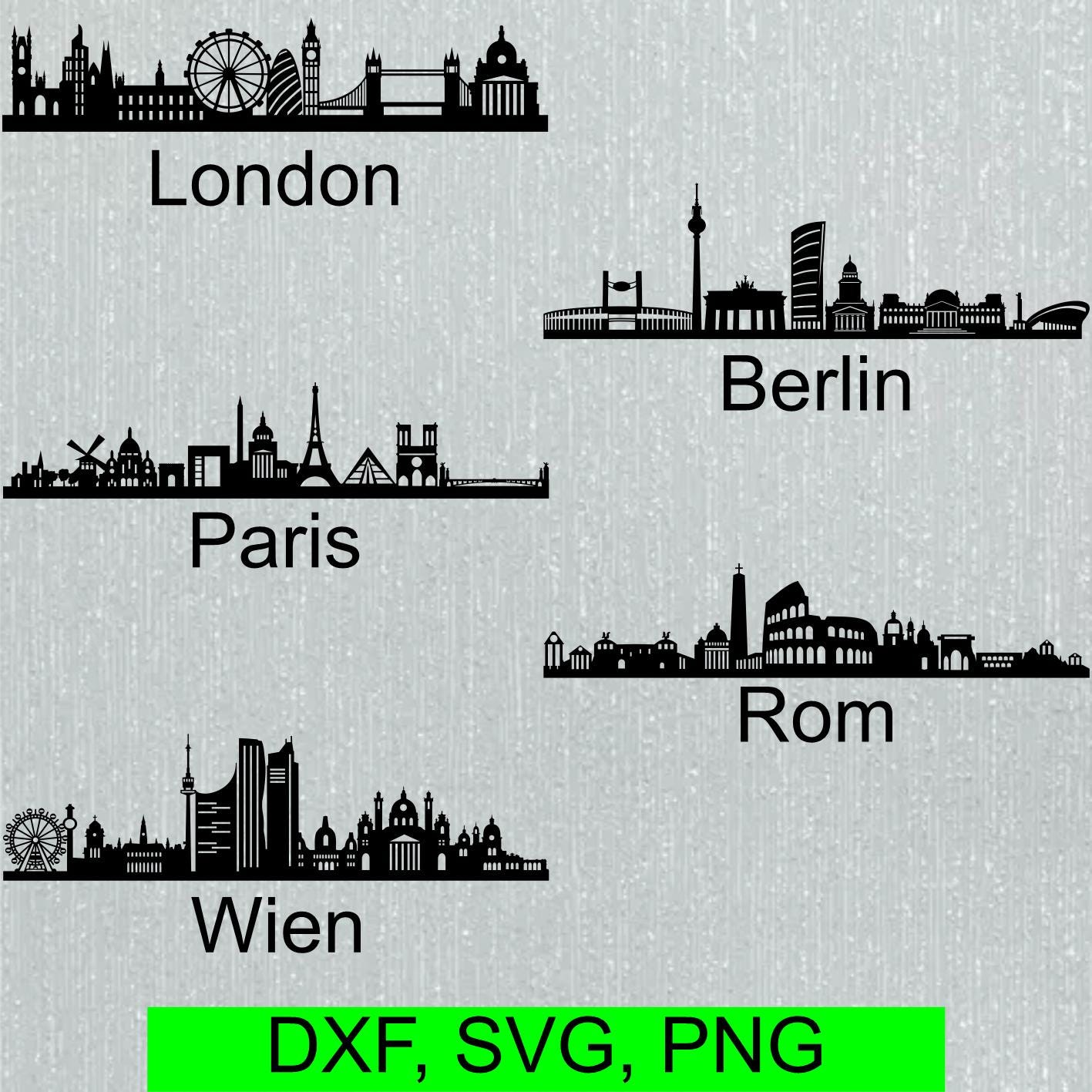 Laser Cut Paris Paris DXF File for Engraving Paris Skyline Template ...