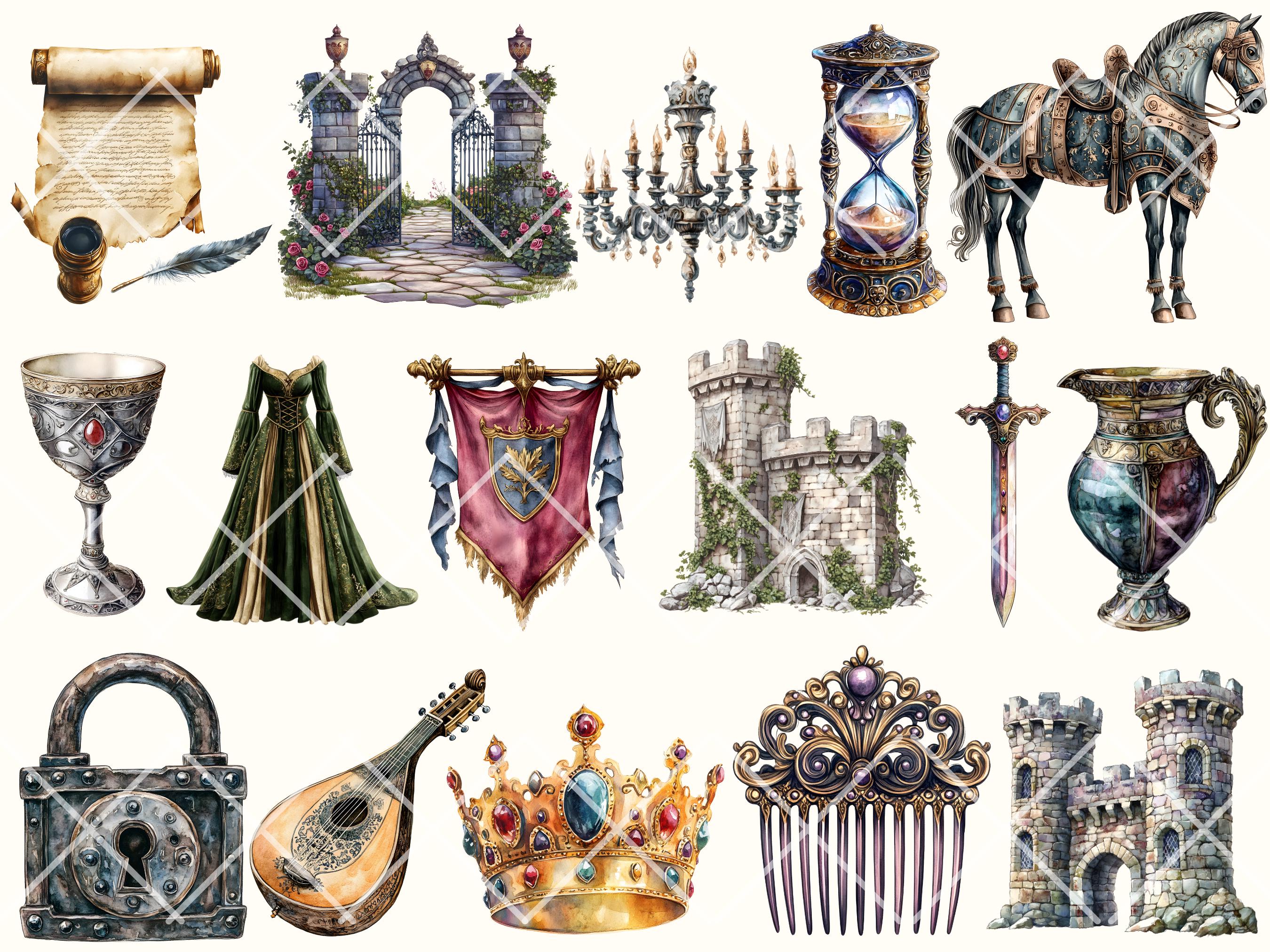 Medieval Castlecore Clip Art Collection, Rustic 32 PNG Illustrations ...